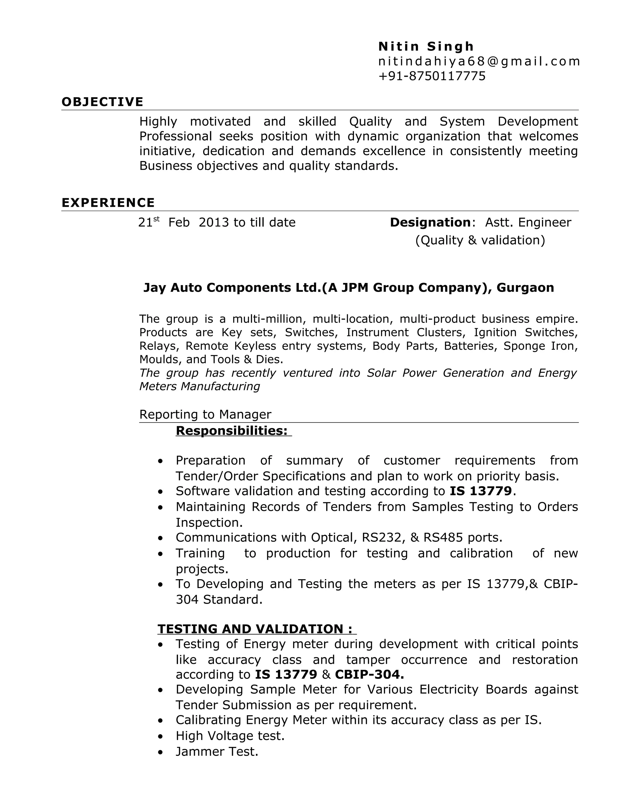 Nitin Singh (Resume) | DOC