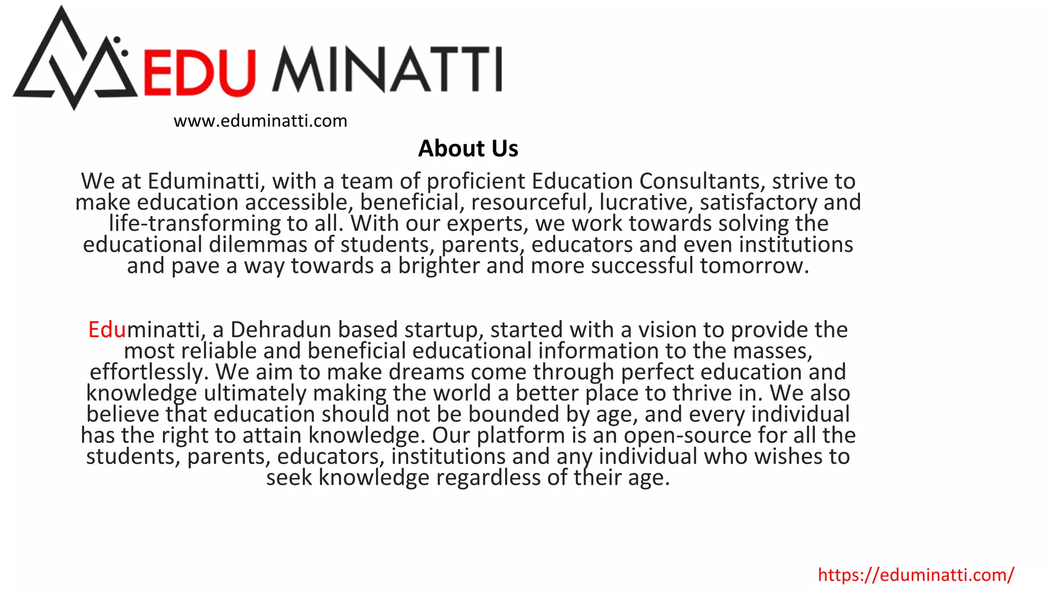 Education searching platform eduminatti | PPT