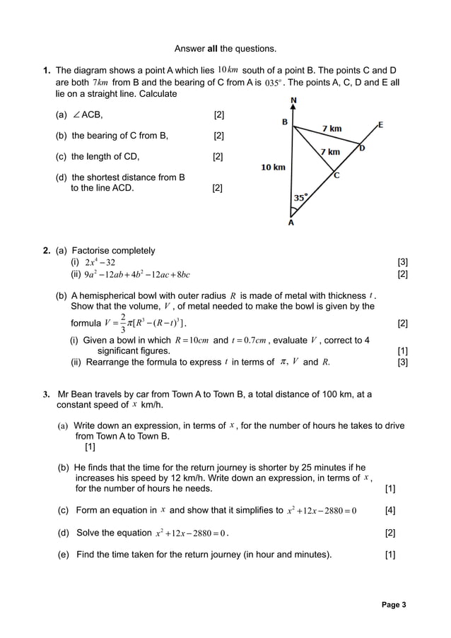 BukitPanjang GovtHigh Emath Paper2_printed | PDF