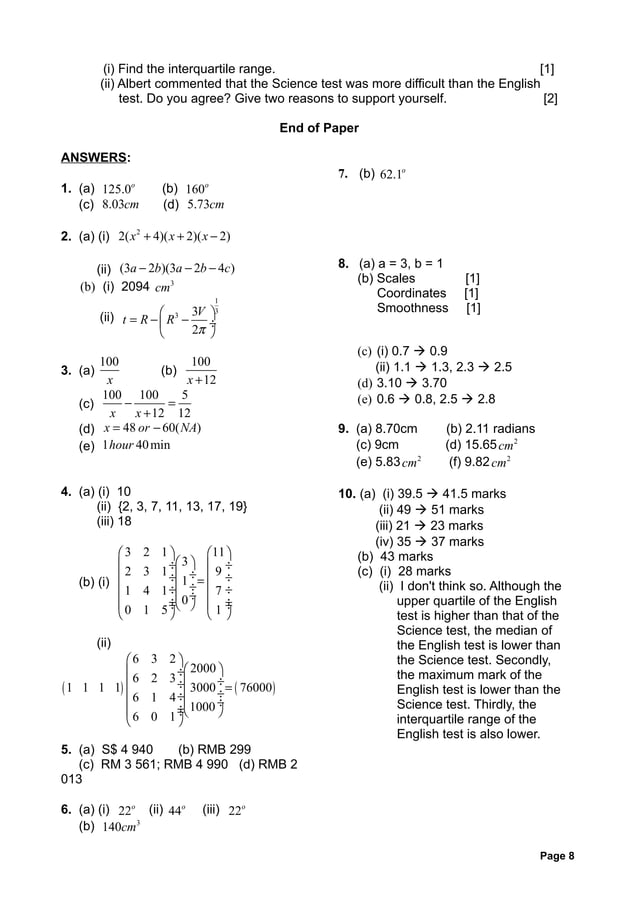 BukitPanjang GovtHigh Emath Paper2_printed | PDF