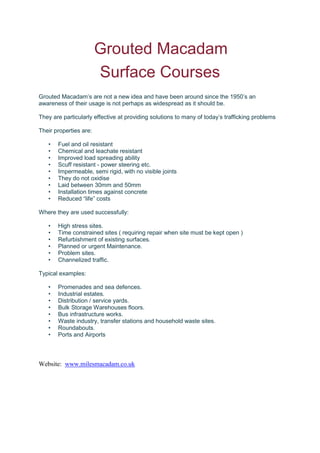 Miles Macadam information | PDF