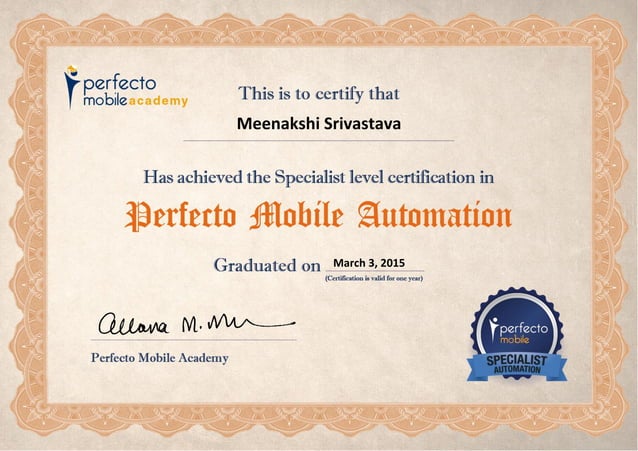 certification-certificate-specialist-automation_Meenakshi Srivastava | PDF