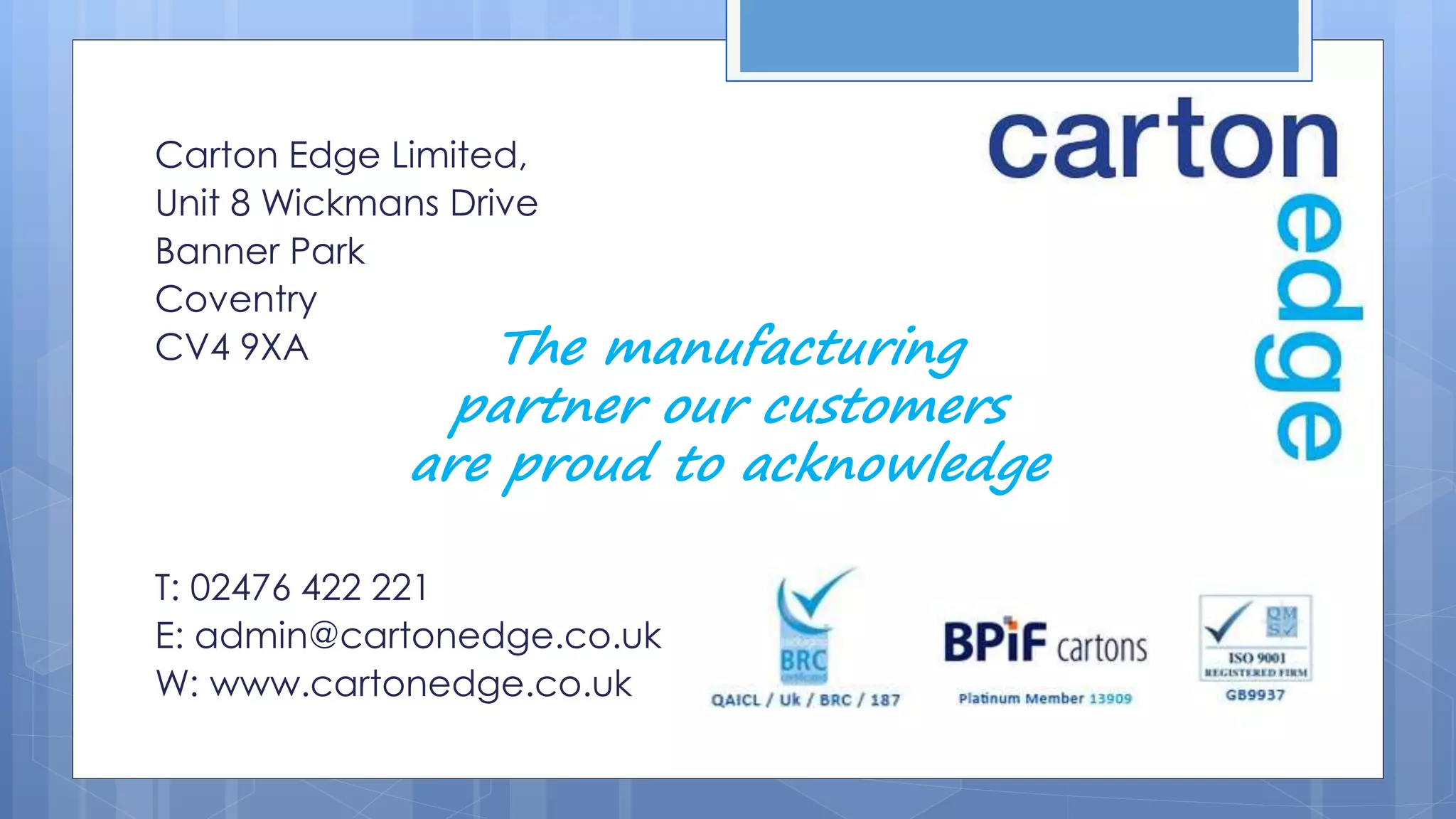 Carton Edge Powerpoint Presentation | PPT