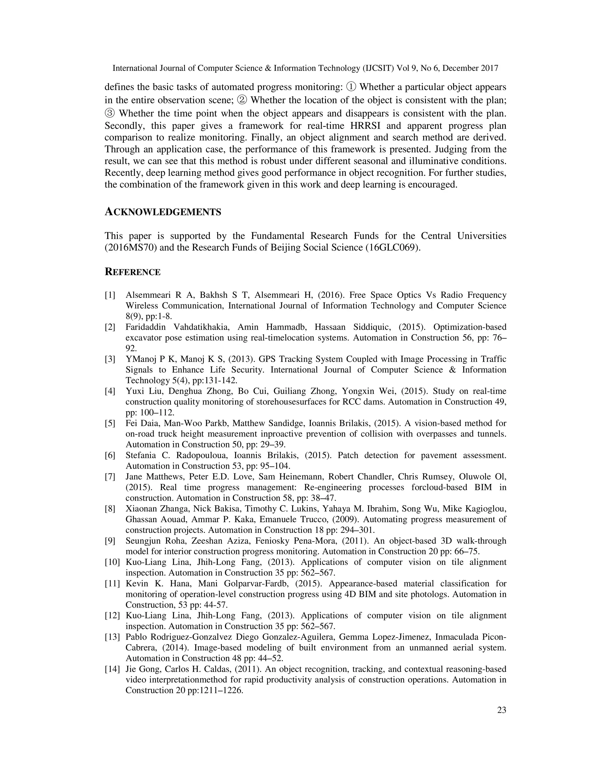 A Framework for Automated Progress Monitoring Based on HOG Feature Recognition and High ...