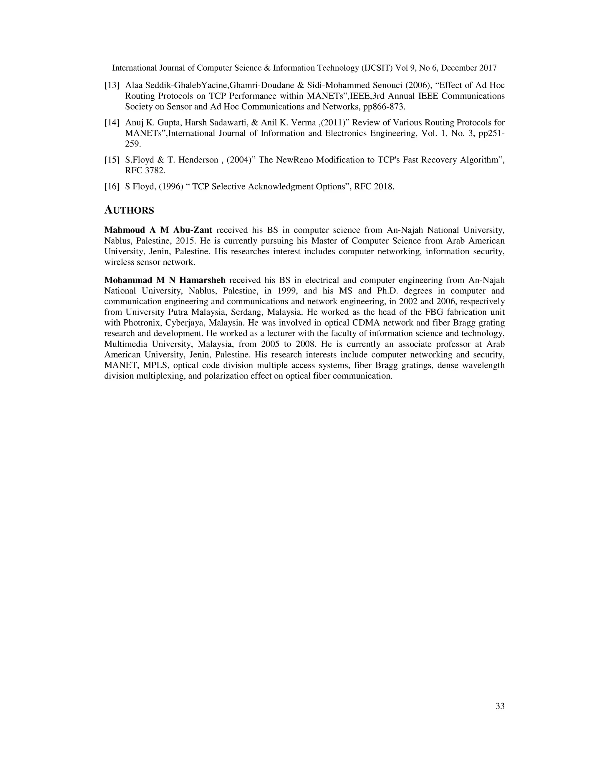A Comparison of Congestion Control Variants of TCP in Reactive Routing Protocols MANET | PDF