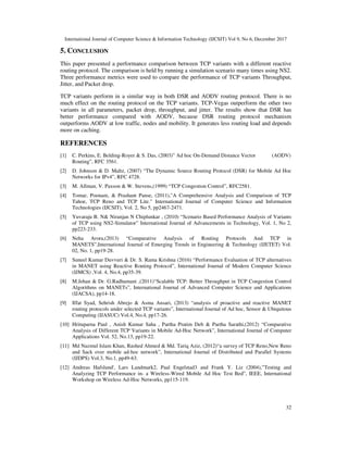 A Comparison of Congestion Control Variants of TCP in Reactive Routing Protocols MANET | PDF