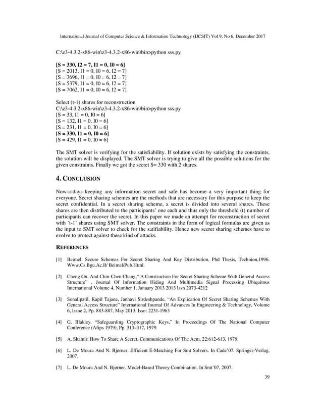 BREAKING MIGNOTTE’S SEQUENCE BASED SECRET SHARING SCHEME USING SMT SOLVER | PDF | Computer ...