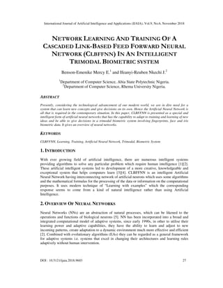 NETWORK LEARNING AND TRAINING OF A CASCADED LINK-BASED FEED FORWARD ...