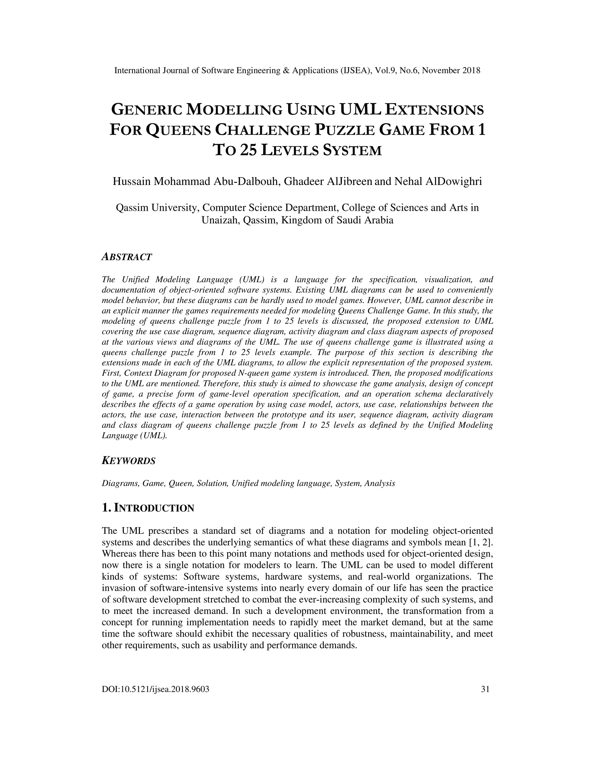 Generic Modelling Using Uml Extensions for Queens Challenge Puzzle Game ...
