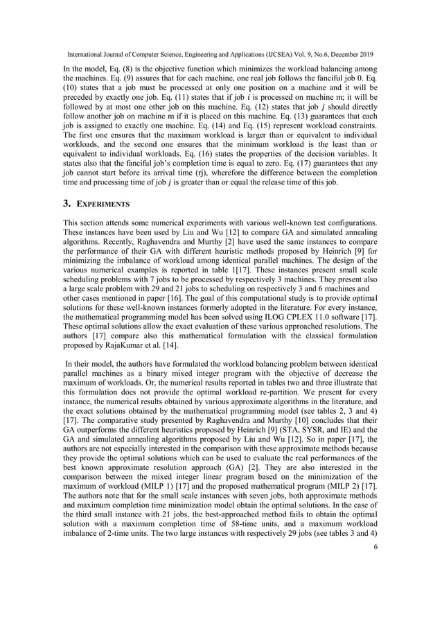 IMPROVED WORKLOAD BALANCING OF THE SCHEDULING JOBS WITH THE RELEASE ...