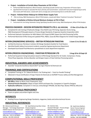 CV - Nasir Muzaffar (Chemical Eng.) | PDF
