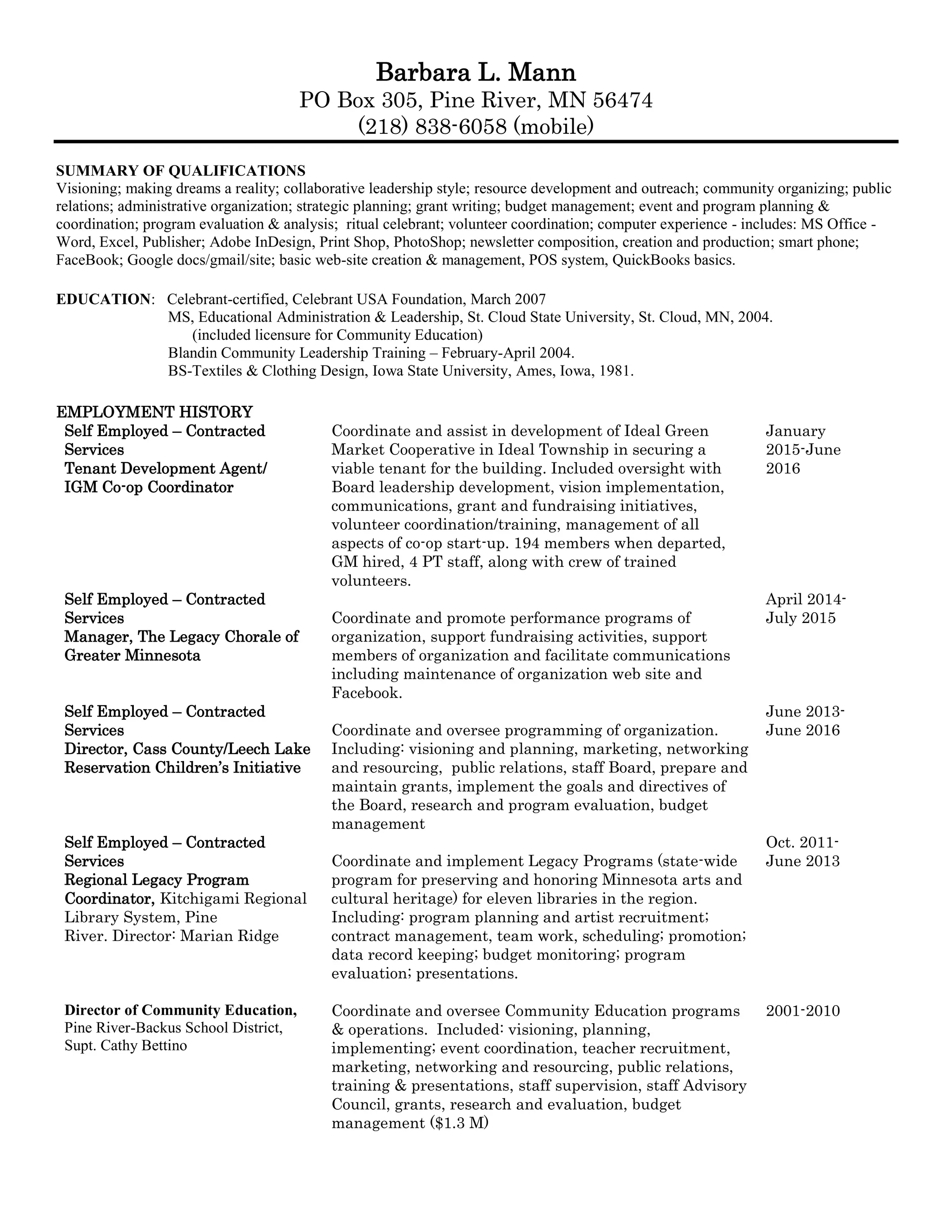 B Mann resume 2016 | PDF