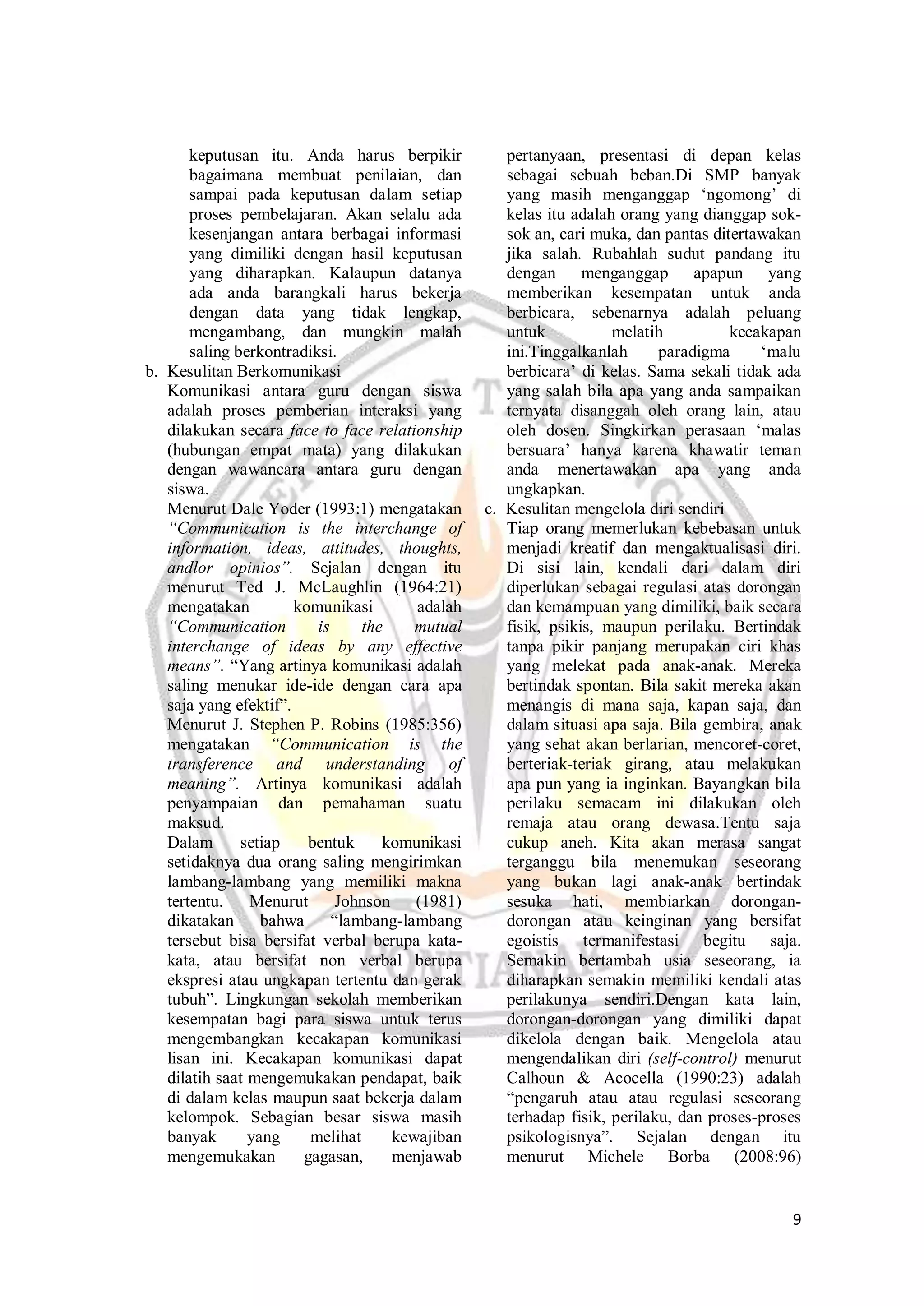 POLA ASUH ORANG TUA TERHADAP PERILAKU SOSIAL ANAK REMAJA DI DESA ARANG LIMBUNG KECAMATAN SUNGAI ...