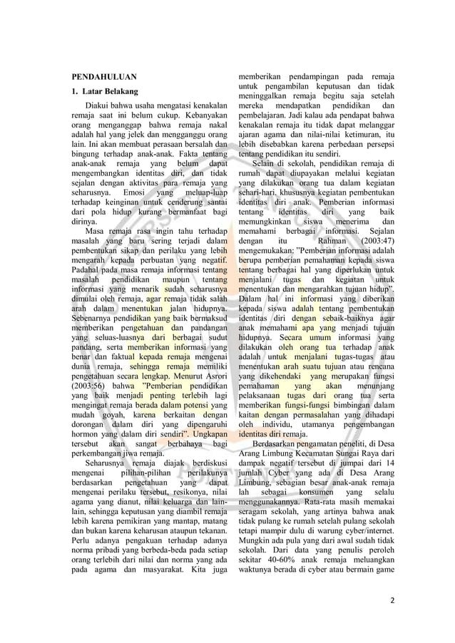 POLA ASUH ORANG TUA TERHADAP PERILAKU SOSIAL ANAK REMAJA DI DESA ARANG LIMBUNG KECAMATAN SUNGAI ...