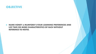 The Honey & Mumford Learning Model | PPTX