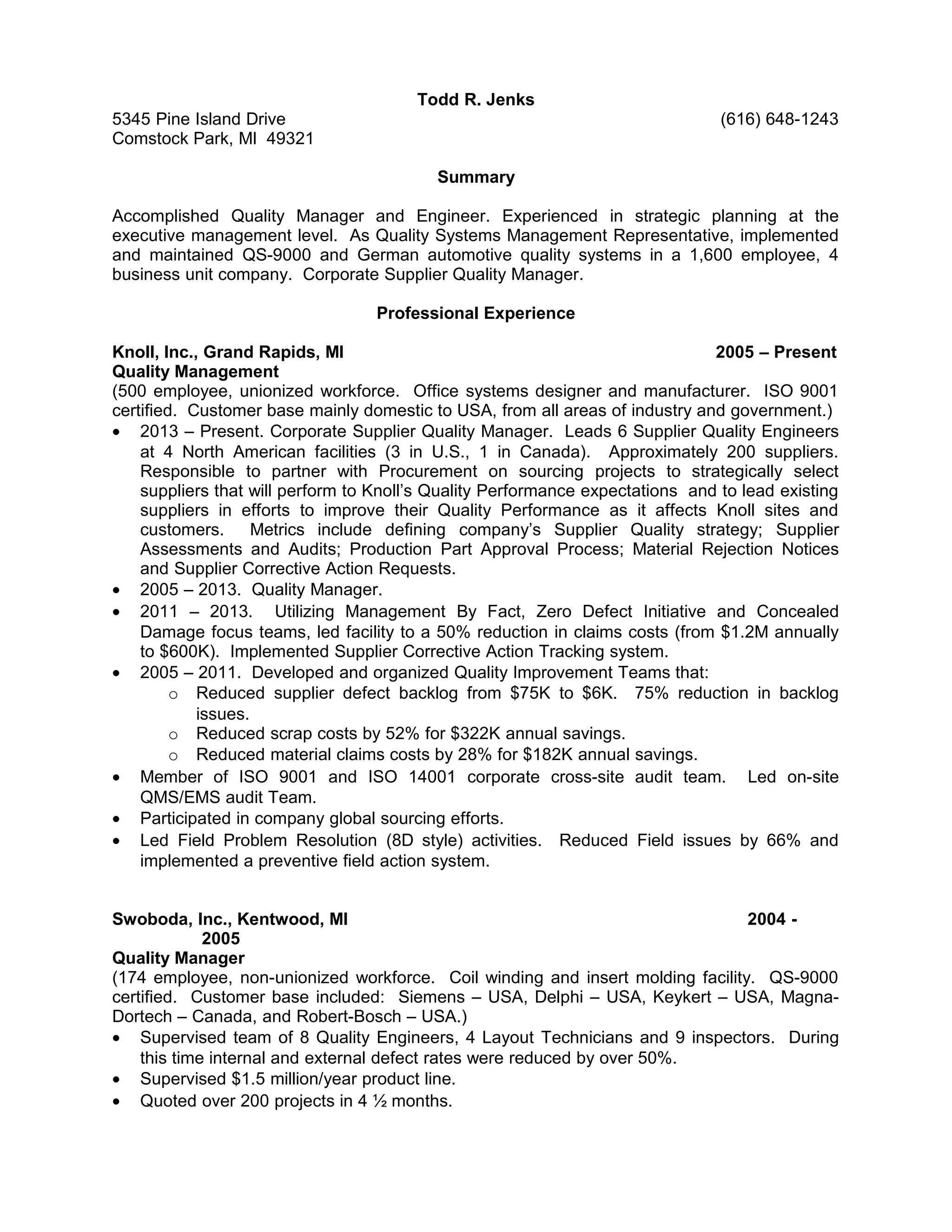 Todd Jenks Resume | DOC