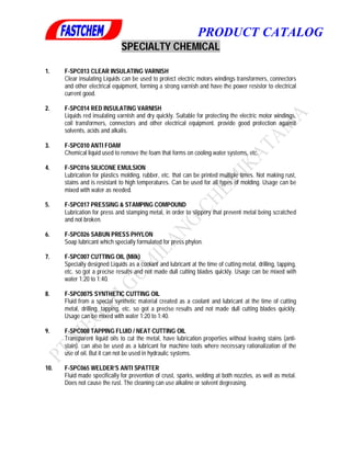 INDUSTRIAL PRODUCT FASTCHEM (ENGLISH VERSION) | PDF