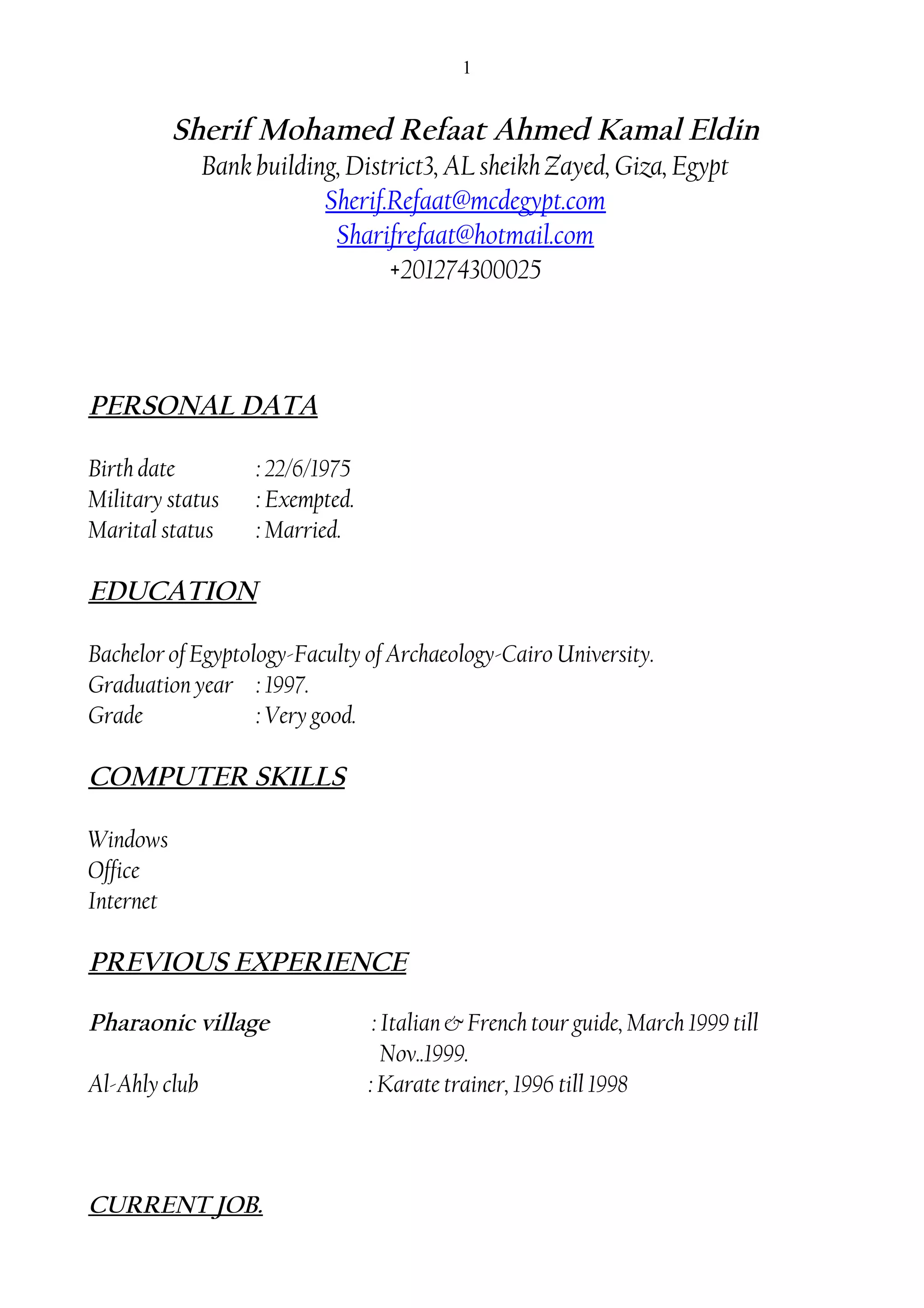 CV_Sherif Refaat | DOC | Business Administration | Business