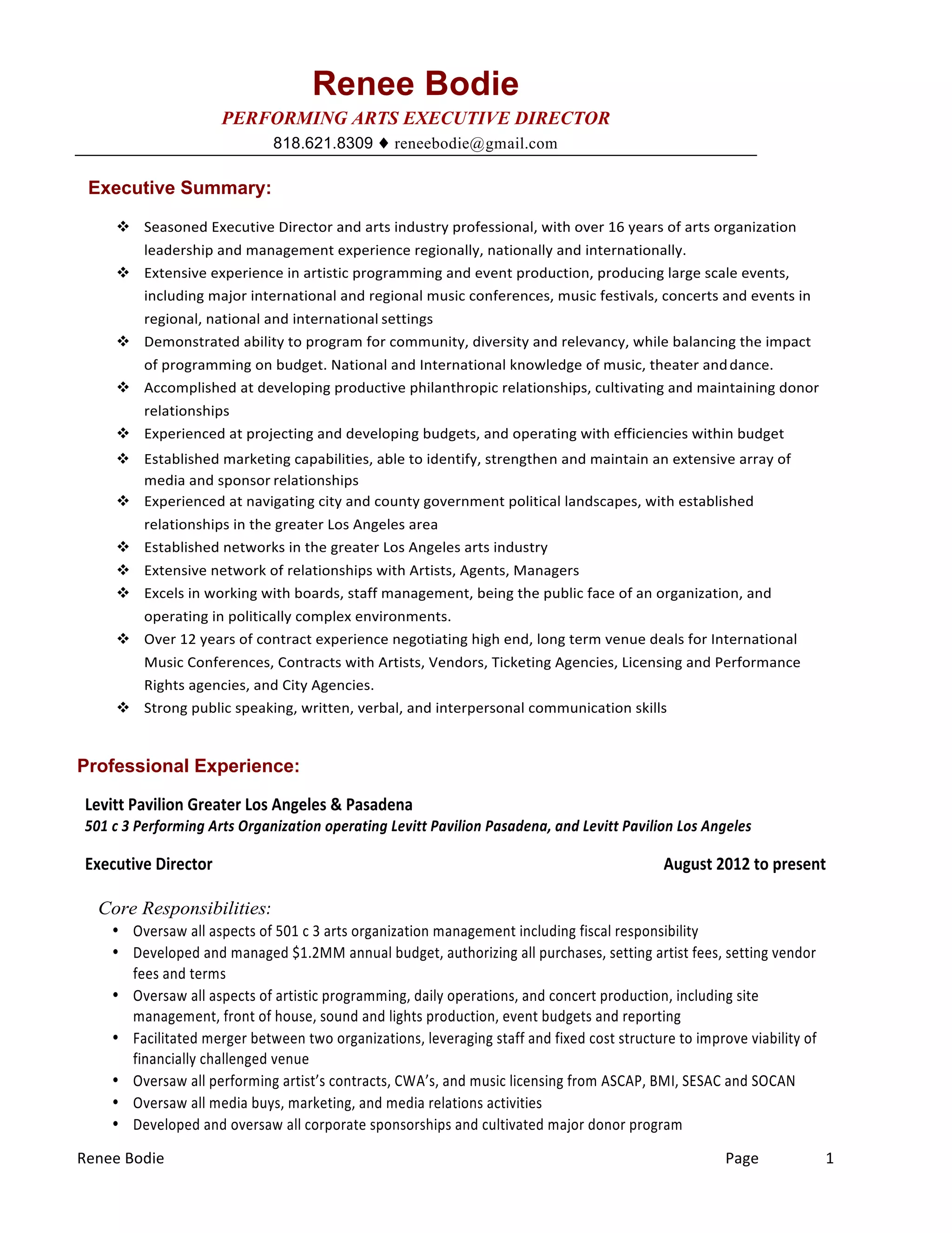 Renee Bodie - Resume 2016 - FINAL | PDF