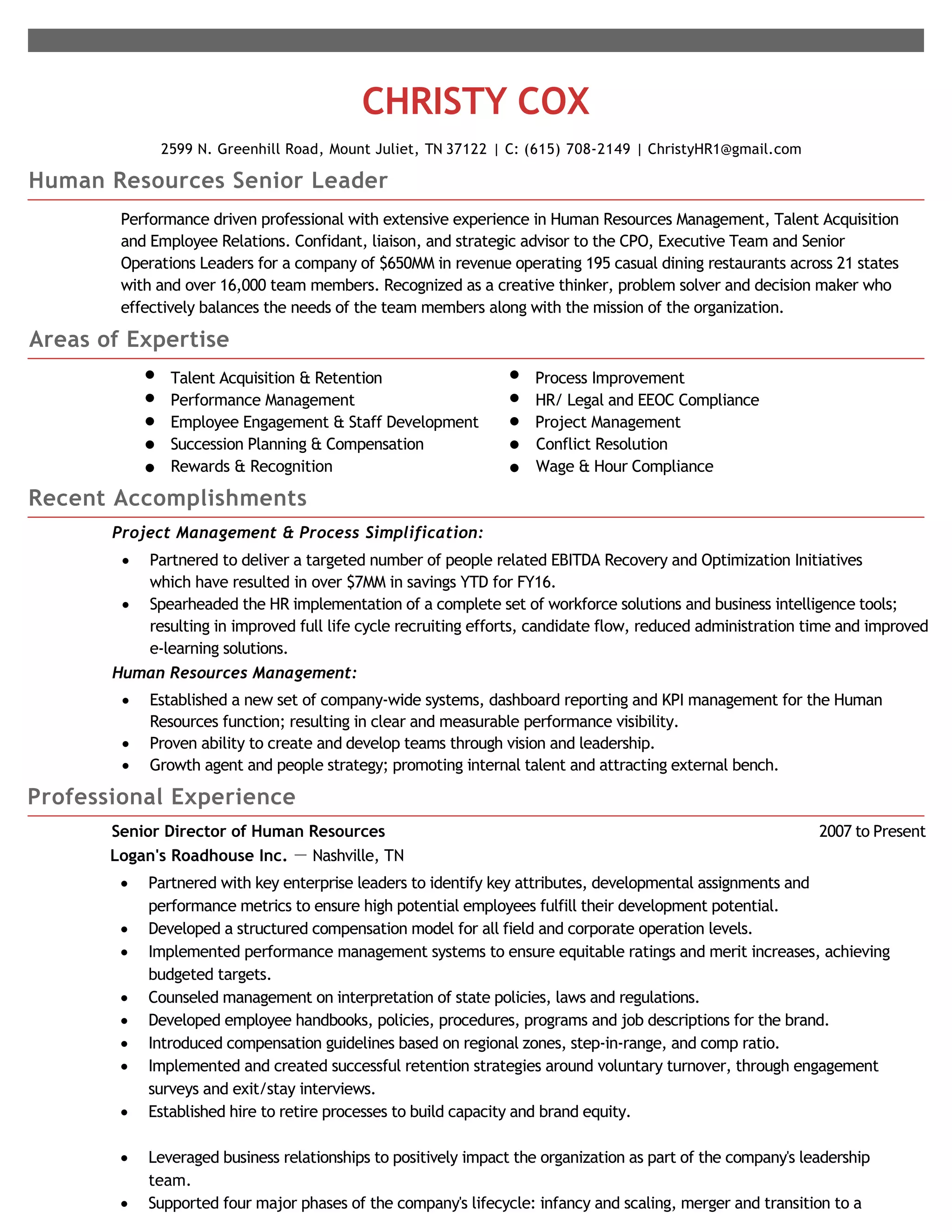 Christy Cox Resume | PDF