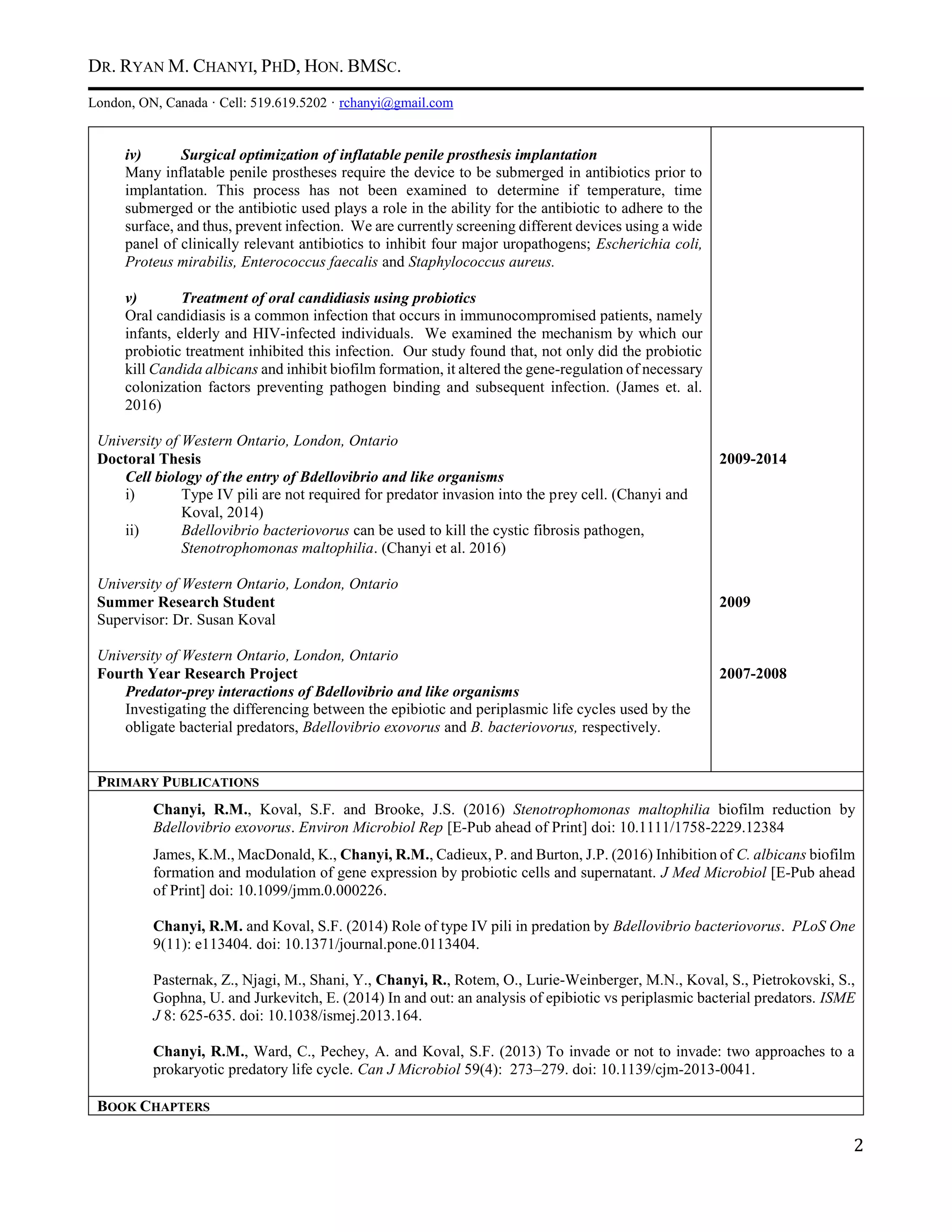 Ryan Chanyi CV | PDF | Chemistry | Science