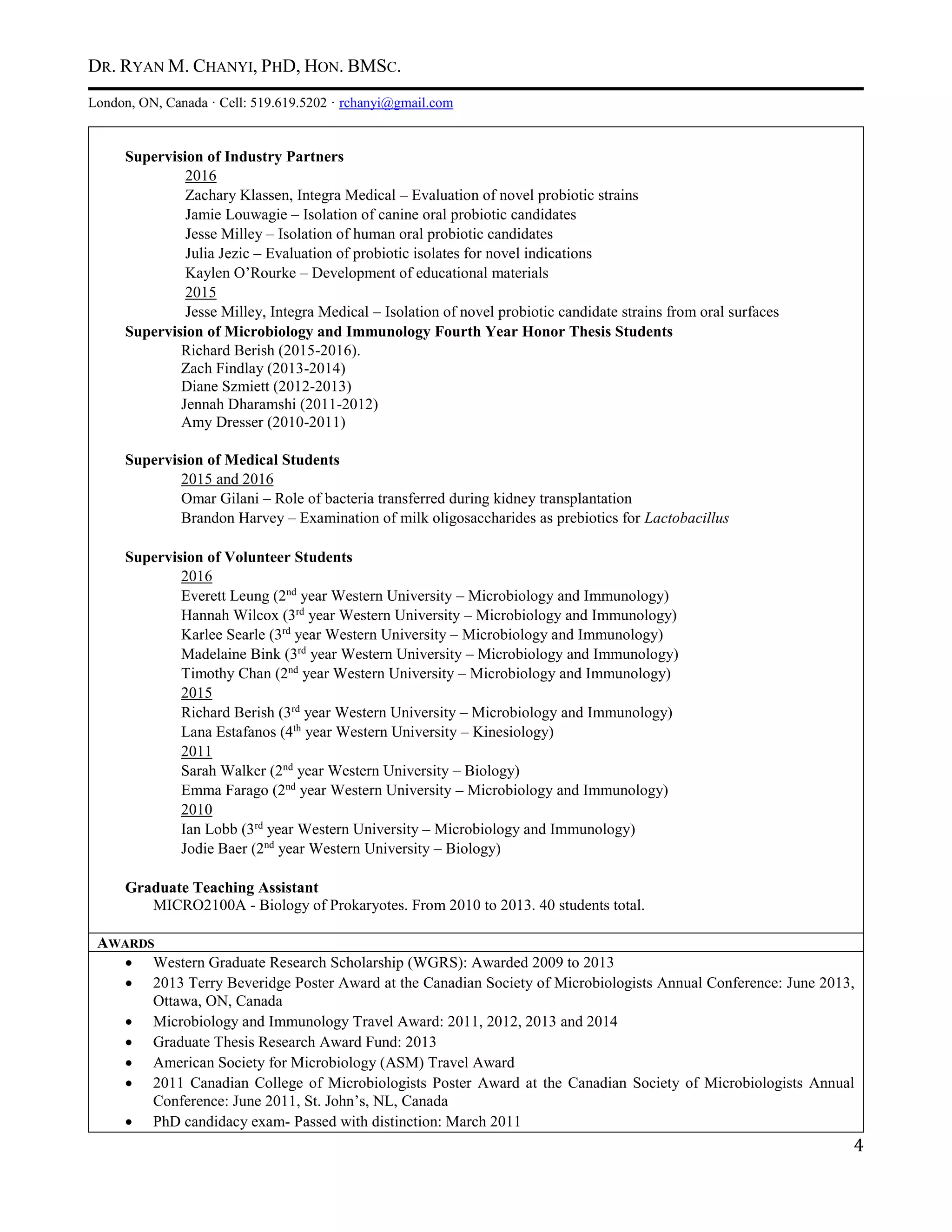 Ryan Chanyi CV | PDF | Chemistry | Science