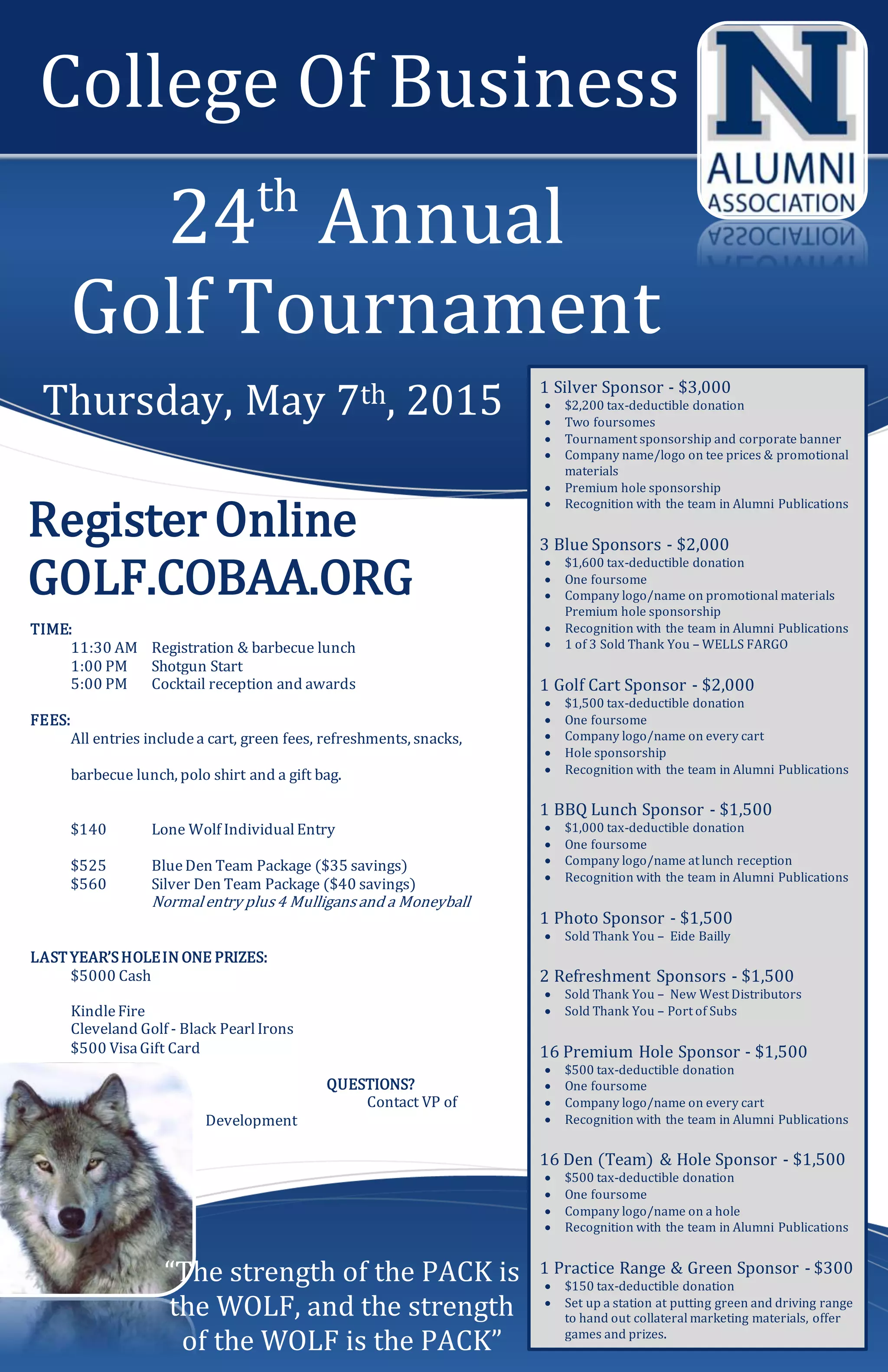 2015 COBAA Golf Tournament Poster | DOCX