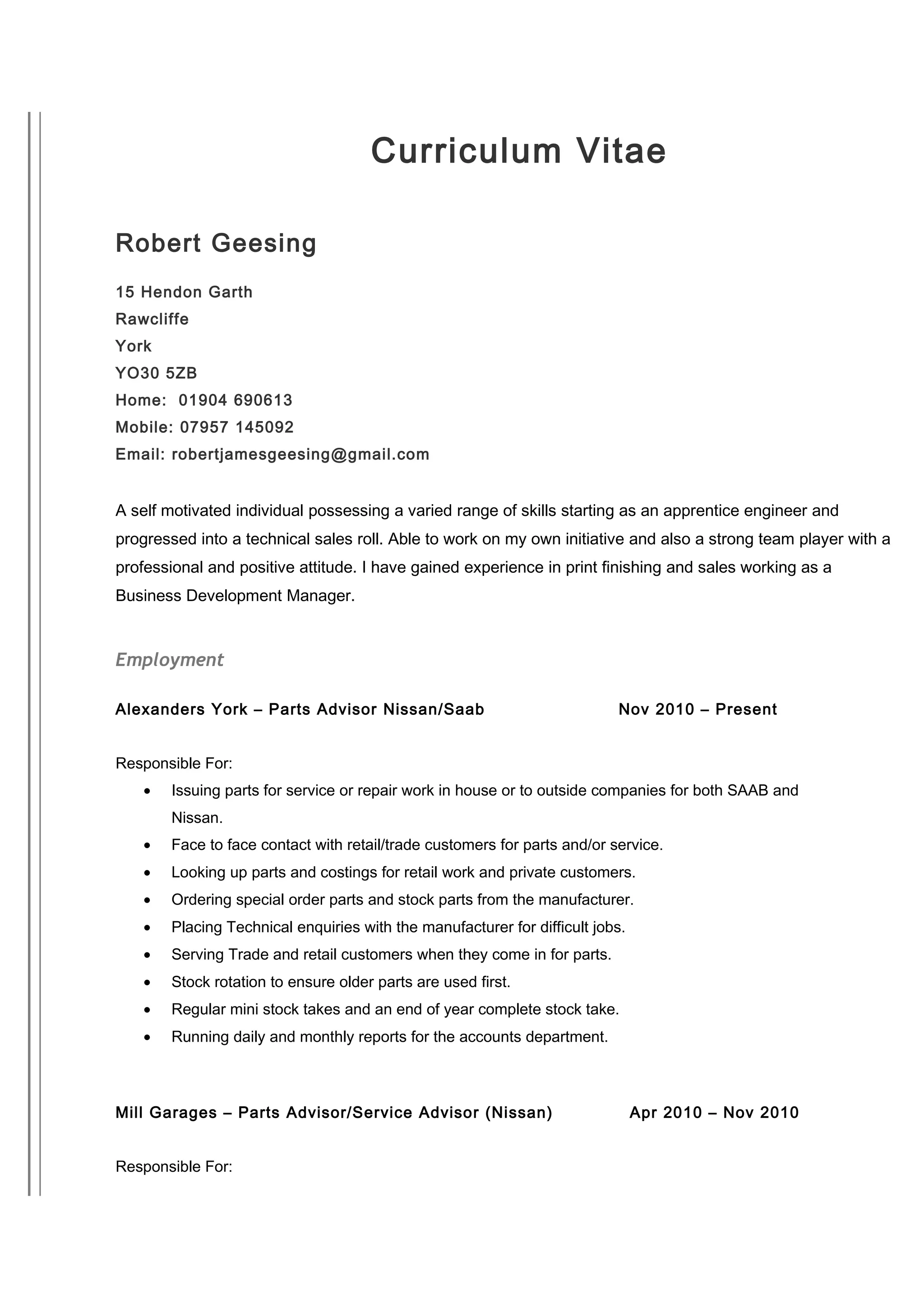 Robs CV | DOC