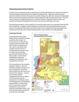 Planning Dept Narrative. FY 2015-16 Budget Report | PDF | Developmental ...