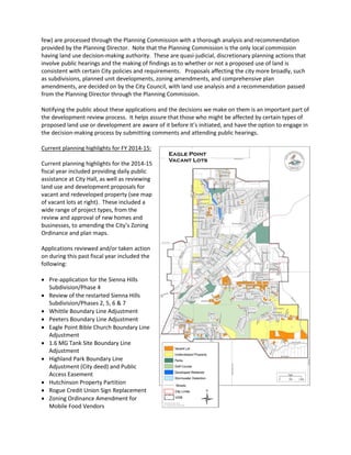 Planning Dept Narrative. FY 2015-16 Budget Report | PDF | Developmental ...