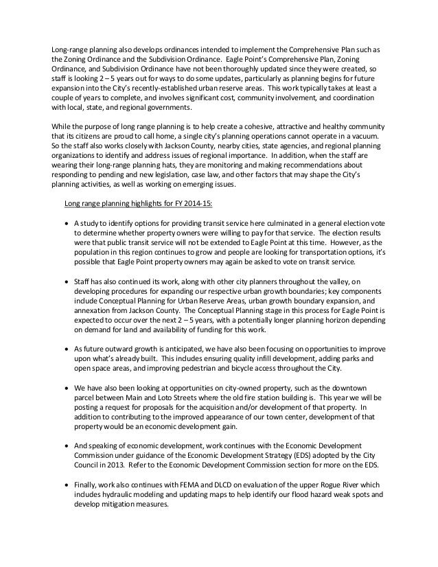 Planning Dept Narrative. FY 2015-16 Budget Report