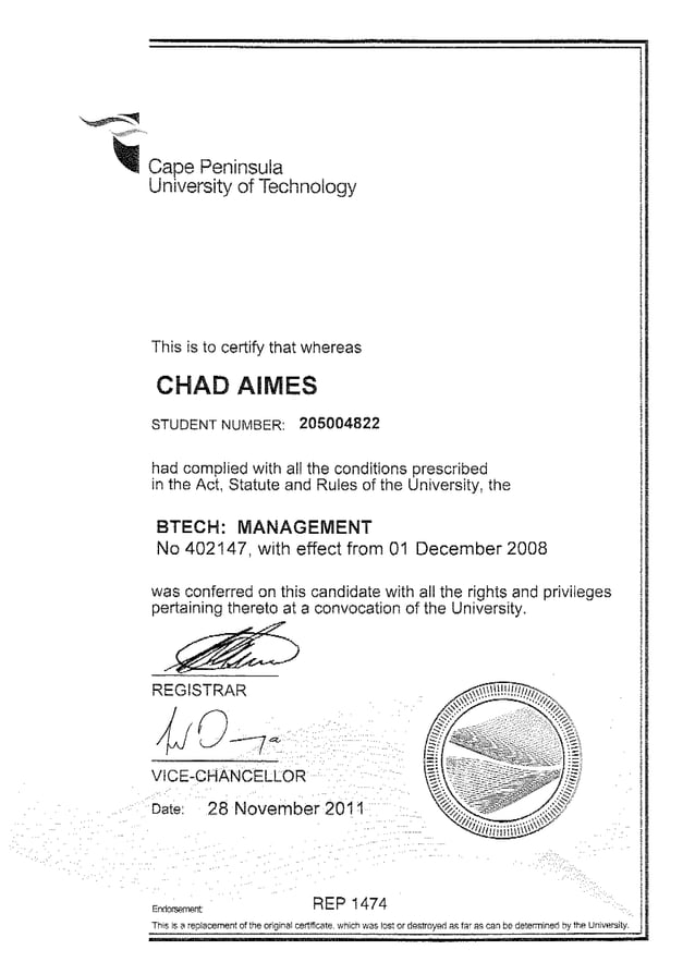 BTech Certificate | PDF