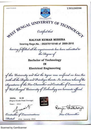 Pass Certificate B.Tech