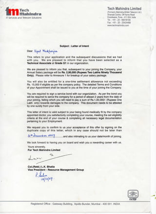 Tech_Mahindra_Joining_Letter | PDF