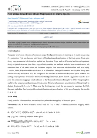 Non-unique Fixed Points of Self Mappings in Bi-metric Spaces | PDF