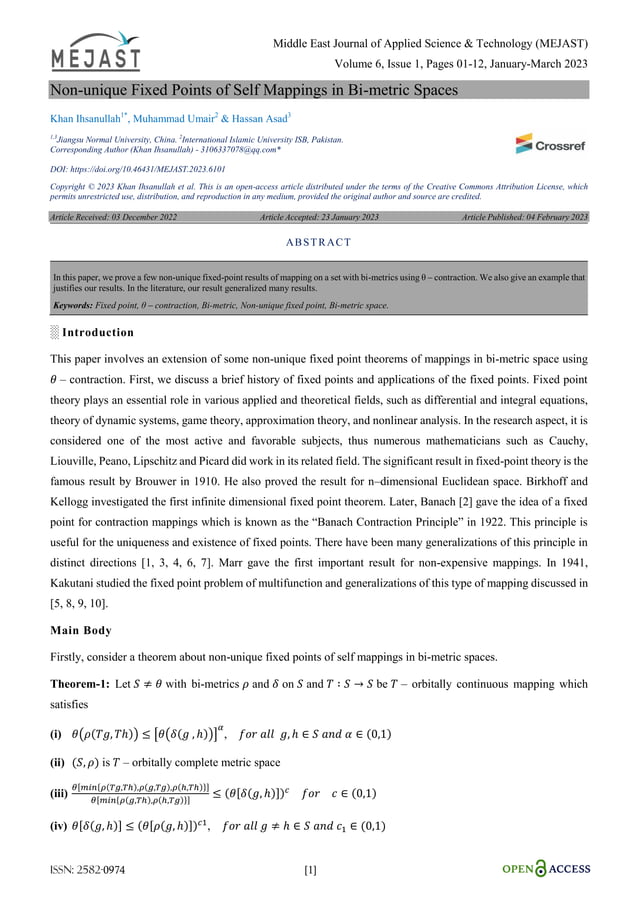 Non-unique Fixed Points of Self Mappings in Bi-metric Spaces | PDF