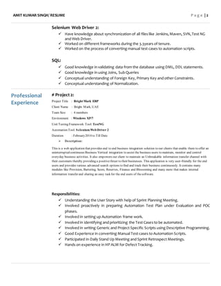 Amit_3.5+exp_Software_Testing | DOCX | Computer Software and ...