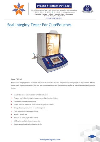 Seal Integrity Tester For Cups / Pouches | PDF