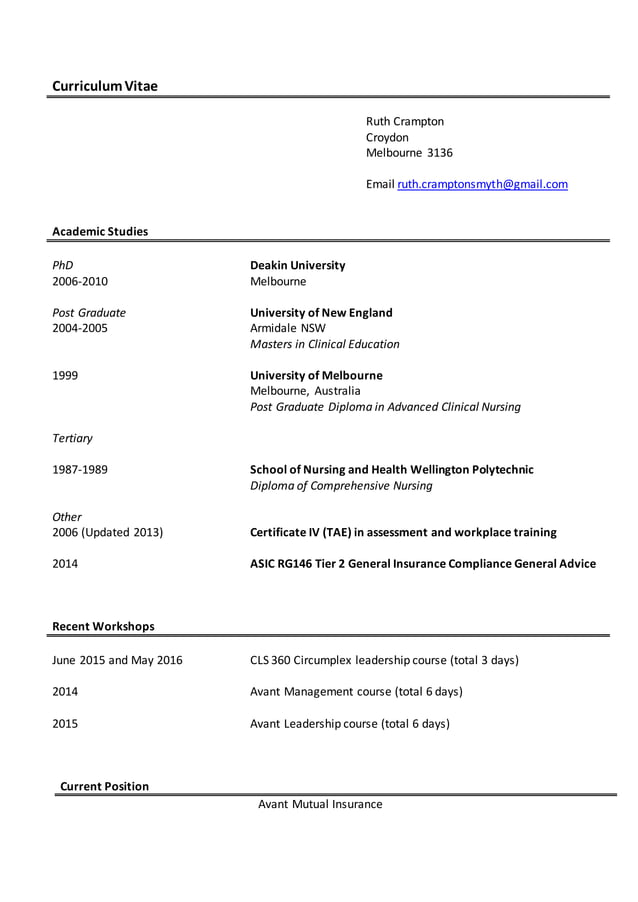 Ruth Crampton Curriculum Vitae | DOCX