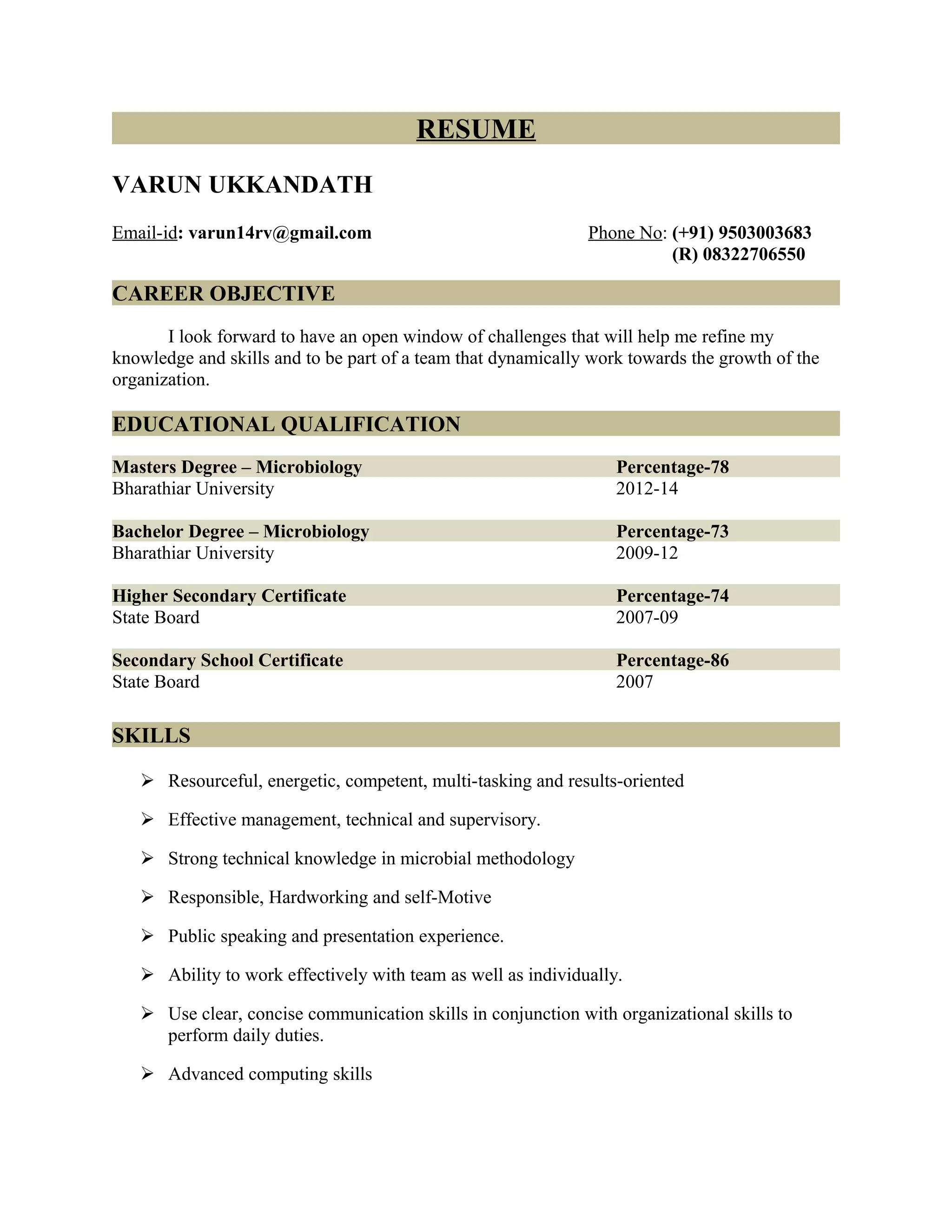 Resume – Varun | PDF | Free Download