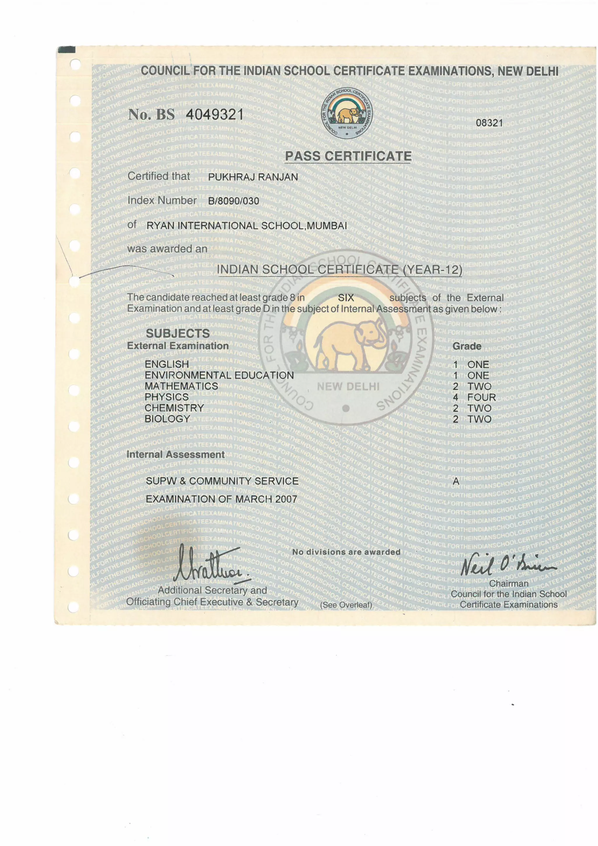 12th Grade Marksheet | PDF