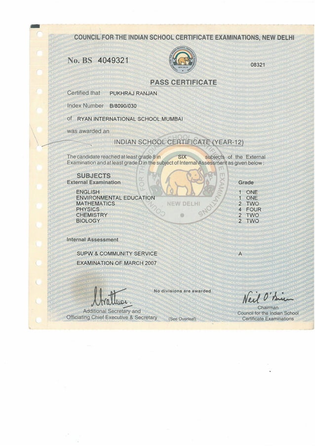 12th Grade Marksheet | PDF