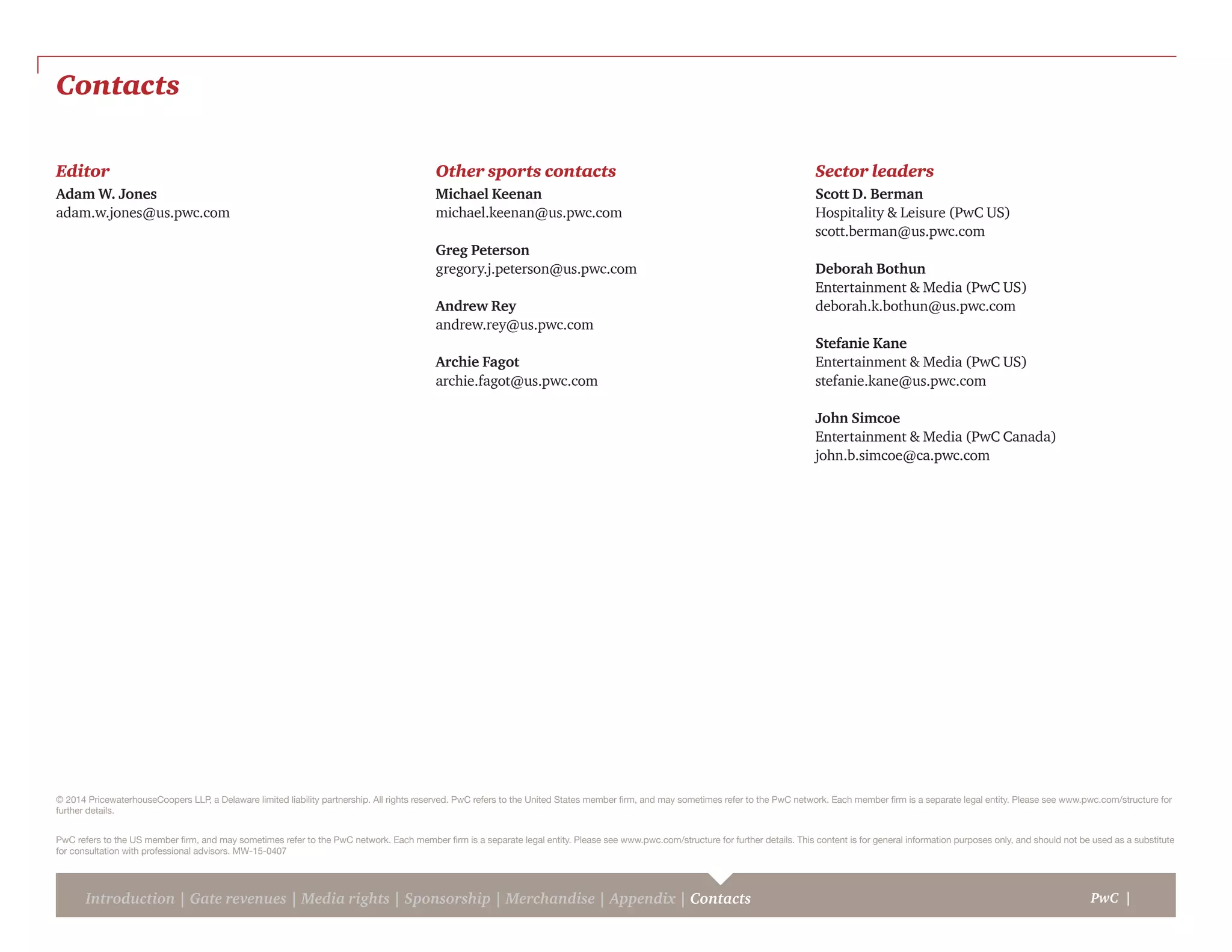 PwC Sports Outlook 2014 | PPT
