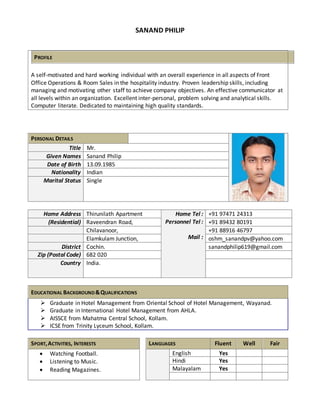 SANAND PHILIP CV | PDF