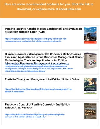 Pipeline risk management manual ideas techniques and resources third ...