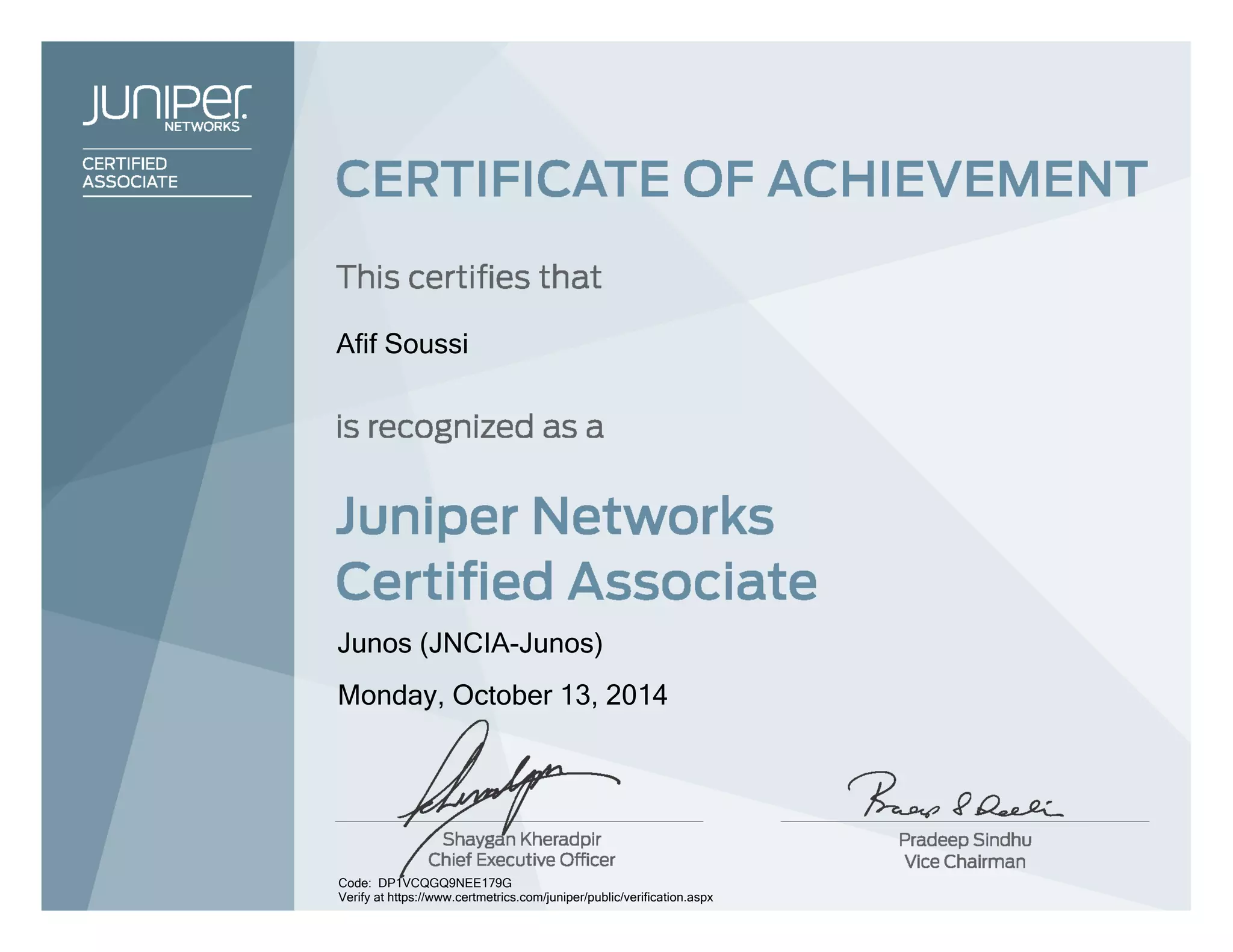 Junos certificate | PPT