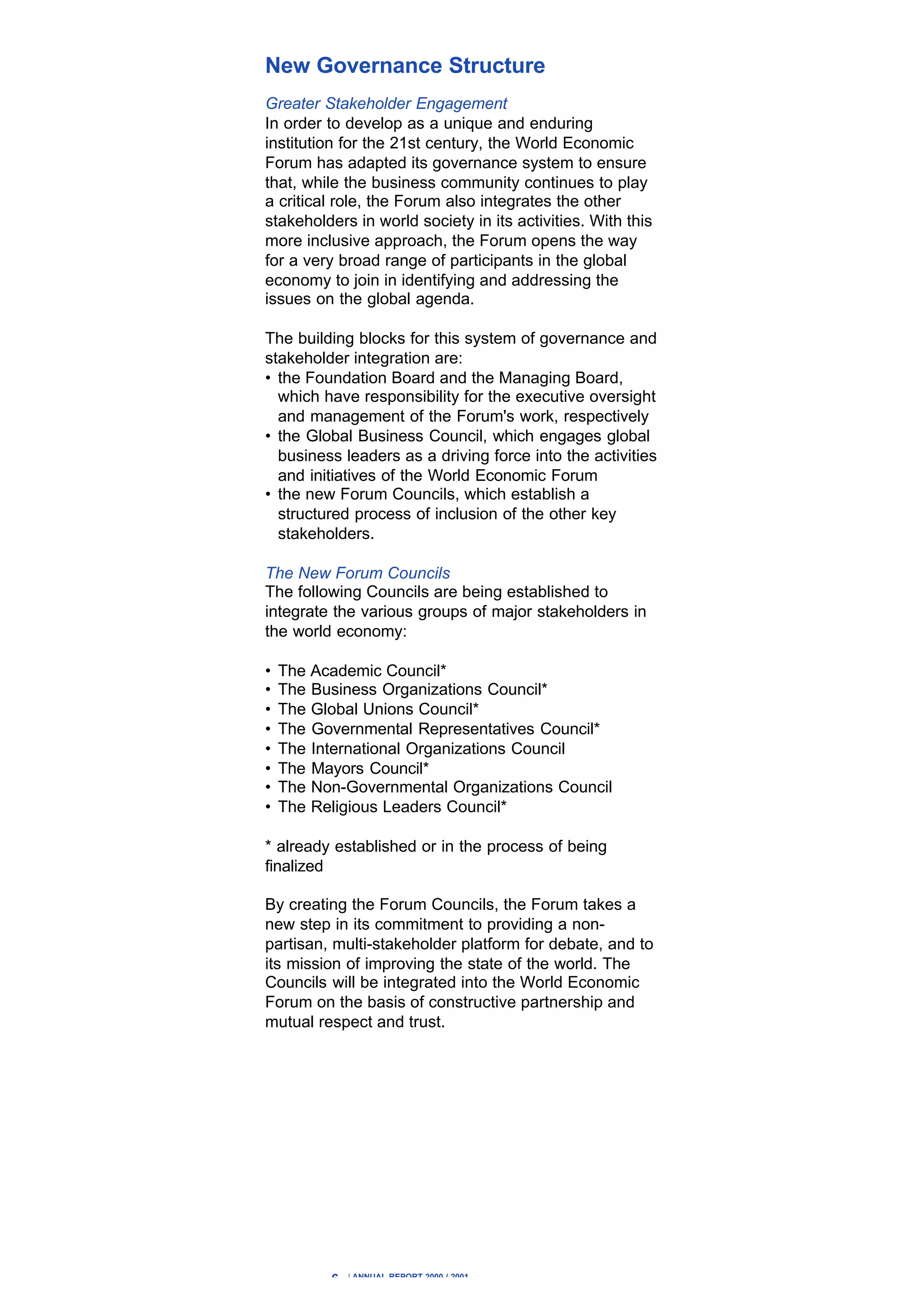 world economic forum Annual Report 2001 | PDF