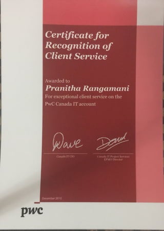 Pranitha Rangamani PwC Award | PDF