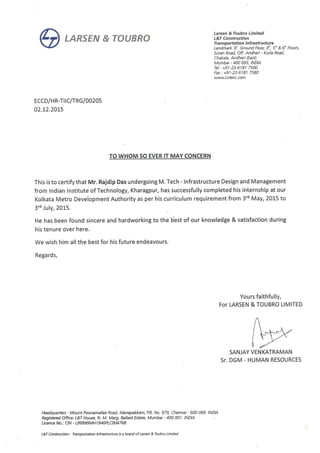 L&T- Internship Completion letter | PDF