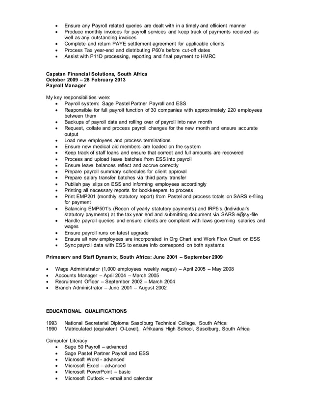 CV 2016 - Francois Calitz | DOCX